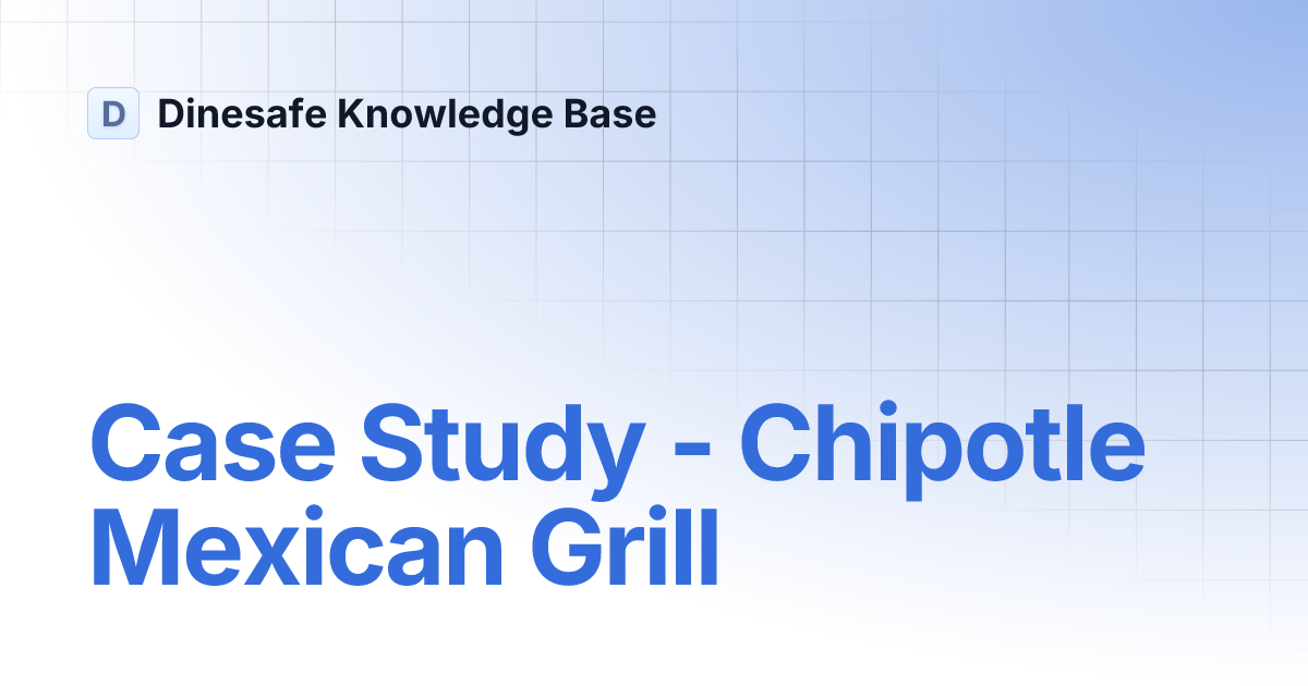 Case Study - Chipotle Mexican Grill | Dinesafe Knowledge Base