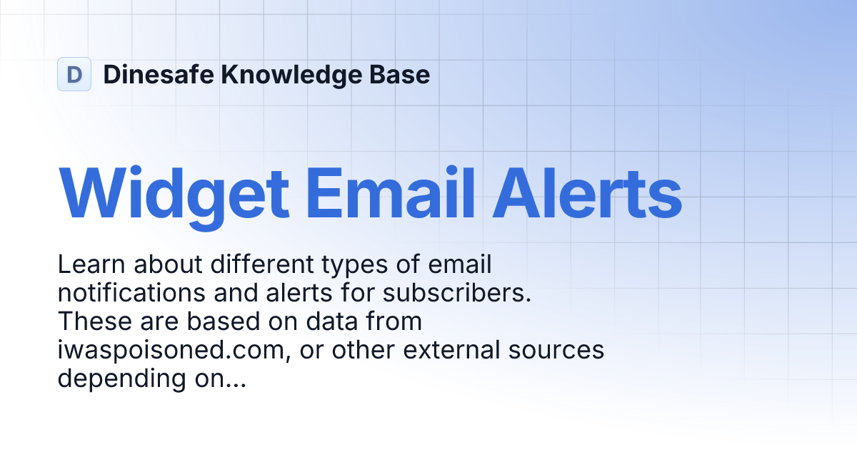 Widget Email Alerts | Dinesafe Knowledge Base