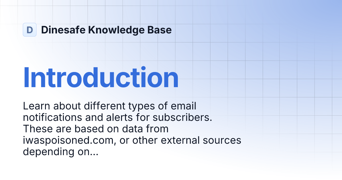 Introduction | Dinesafe Knowledge Base